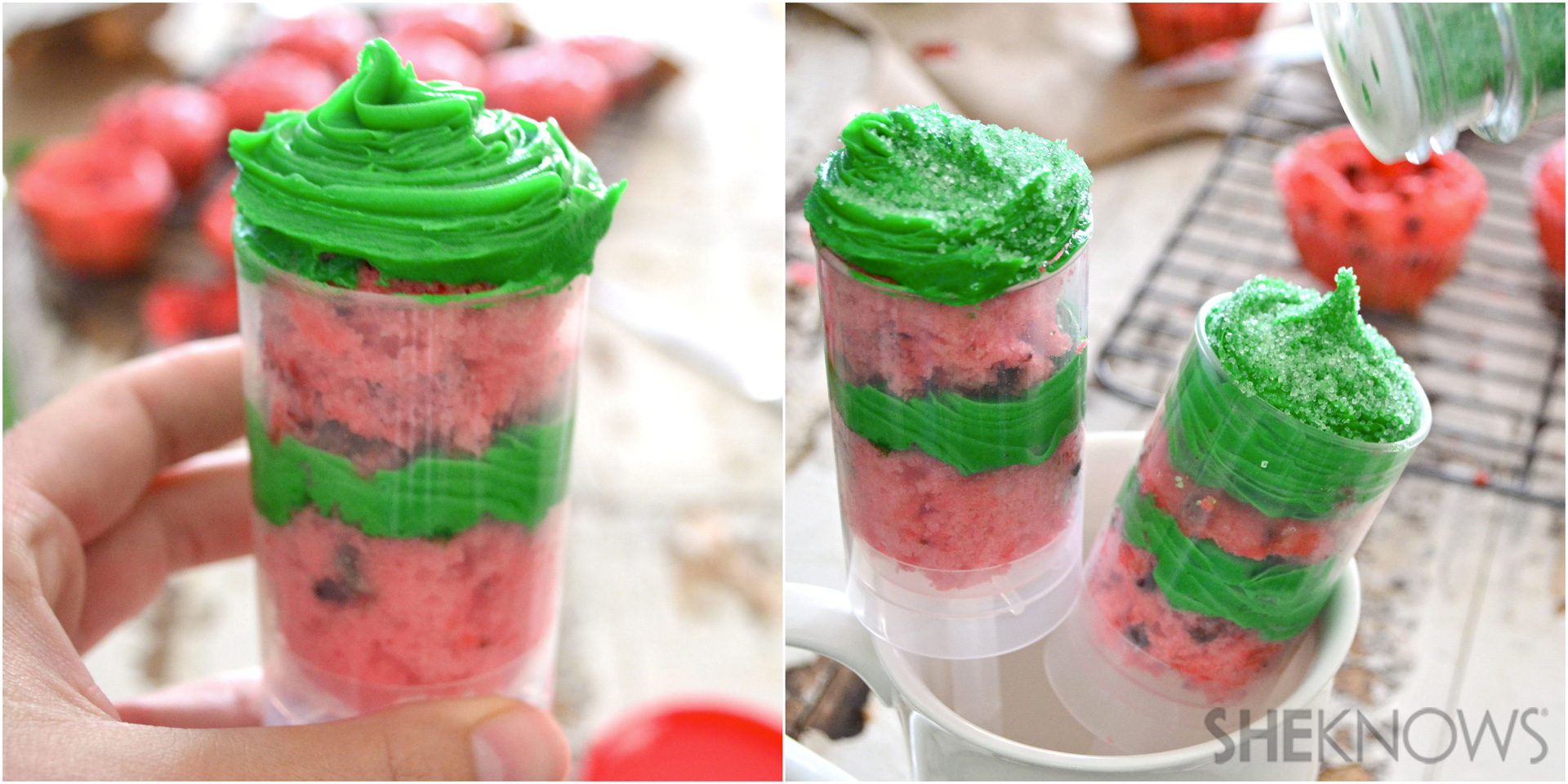 Watermelon cupcake push-up pops to remind you of childhood summers
